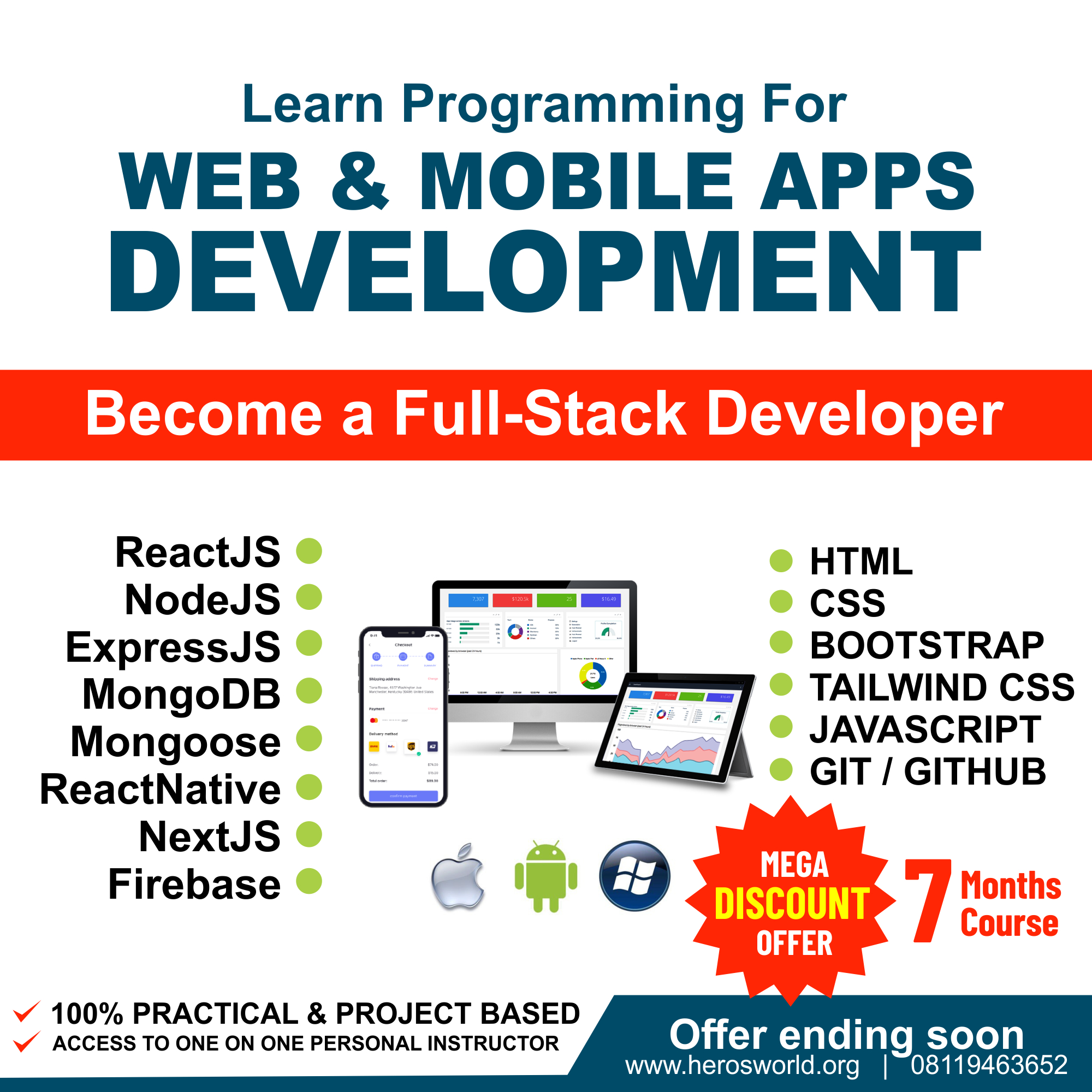 Fullstack Development Training (React, Node, Express, MongoDB, Tailwind ...